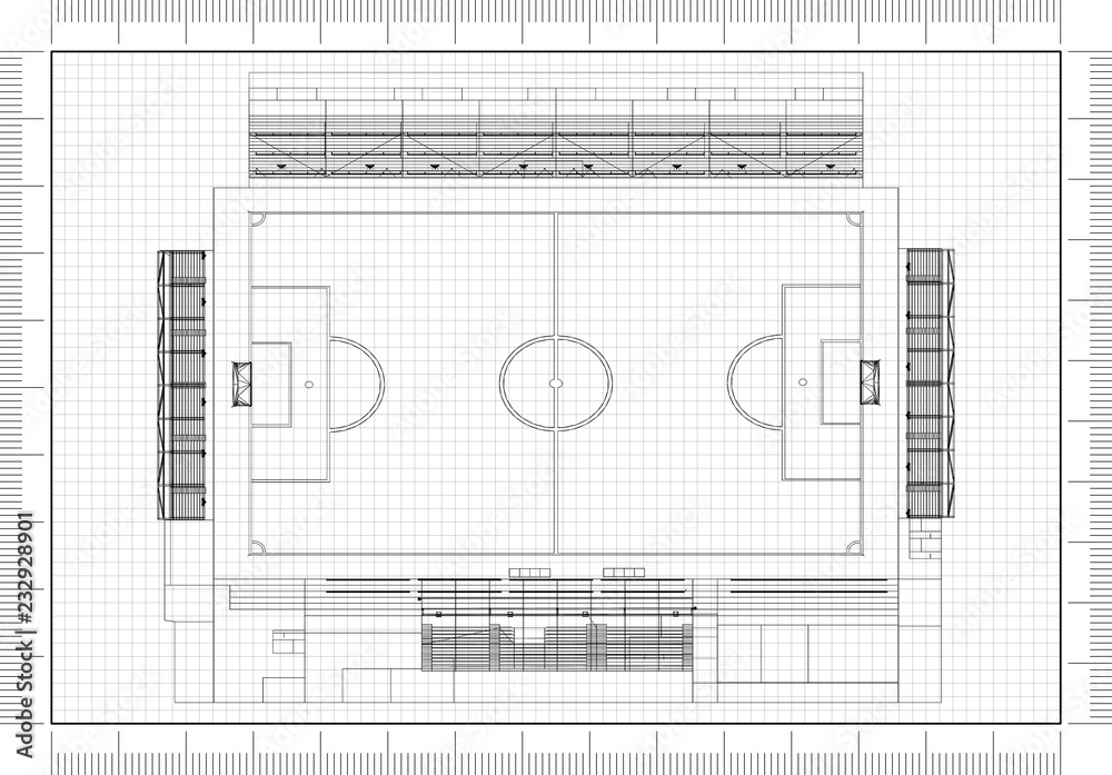 football field Architect Blueprint Stock Illustration | Adobe Stock