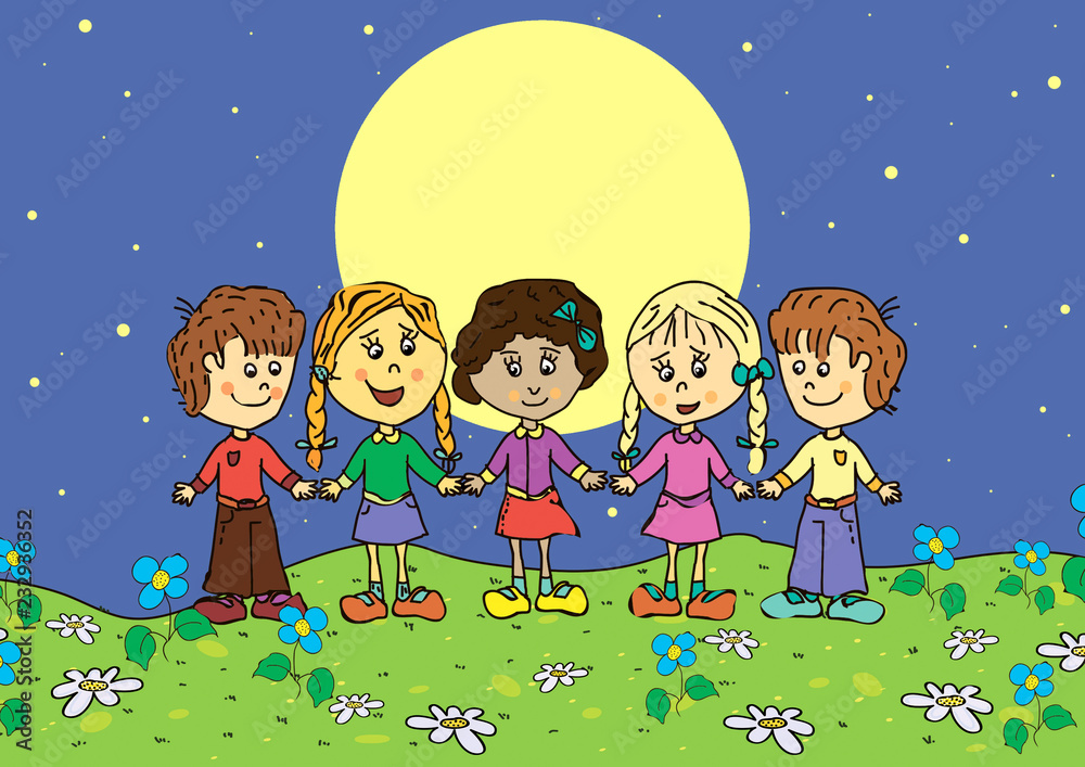 Friendly Children Cartoon