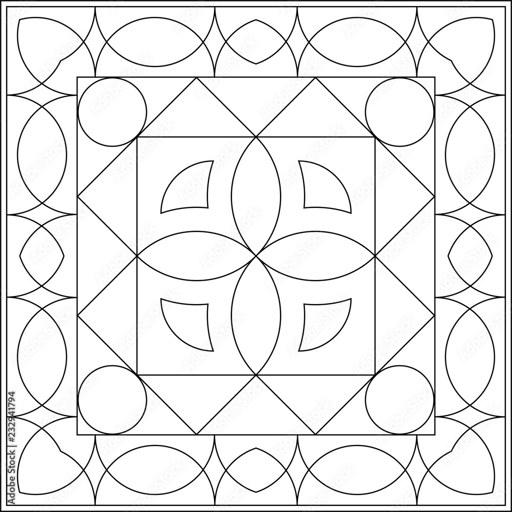 Geometric Coloring Page, Geometric Shape Outline, Geometry, Activity ...