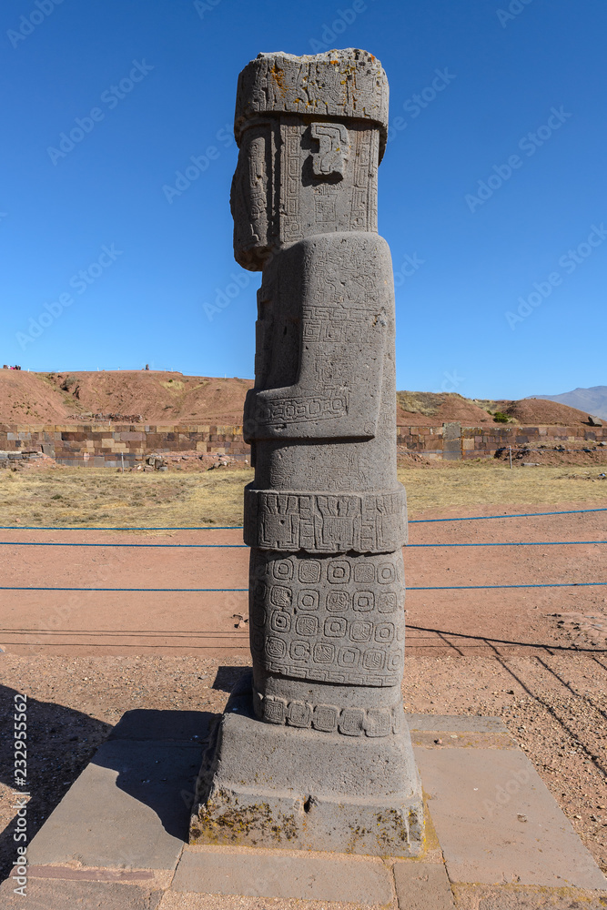 Ponce Monolith in Tiwanaku (Tiahuanaco) archaeological site, Bolivia ...