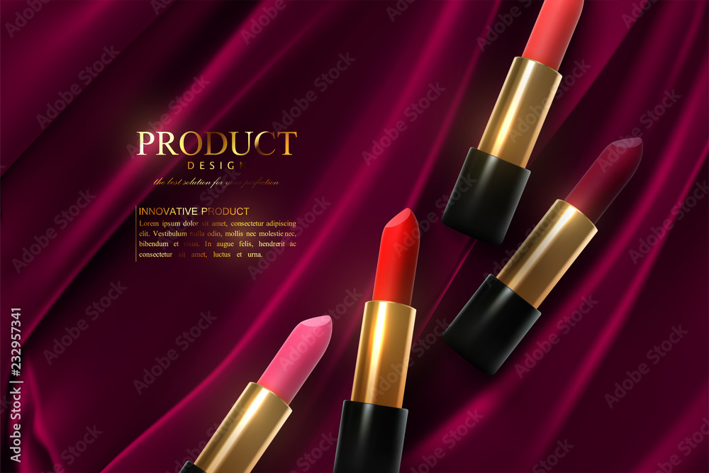 Lipstick collection ads poster template. Stock Vector | Adobe Stock