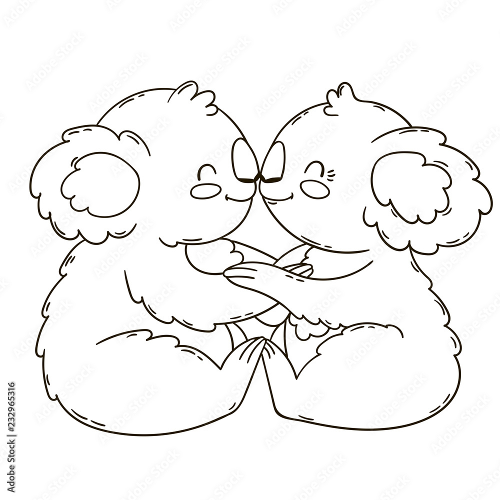 Koalas Hugging Drawing