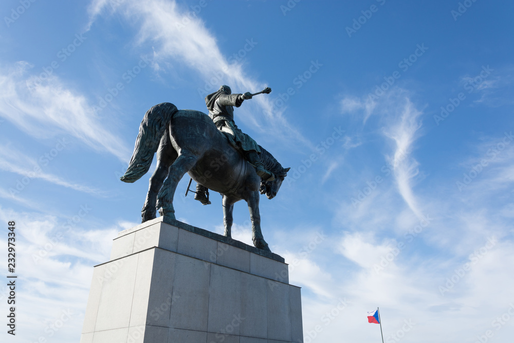 Monument to Jan Zizkov in Prague, Czech Republic, on a clear summer day ...