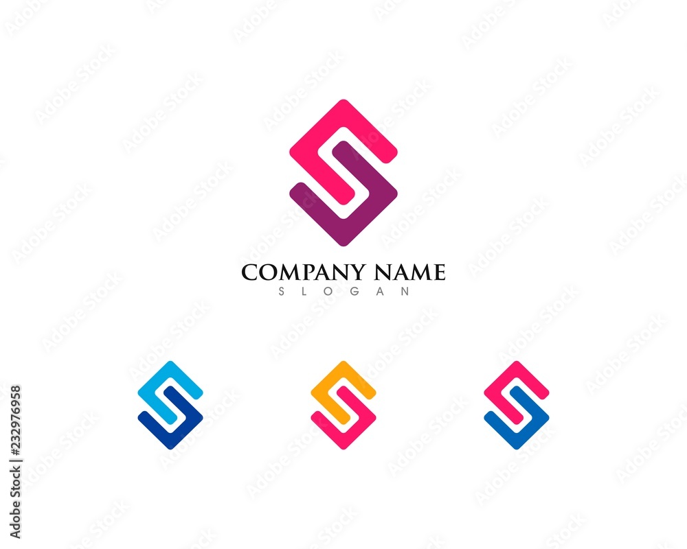 Letter S / CC Split Square Logo Template Stock Vector | Adobe Stock