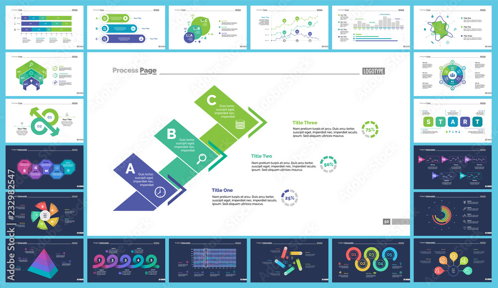 Set of strategy or analysis concept infographic charts. Business ...