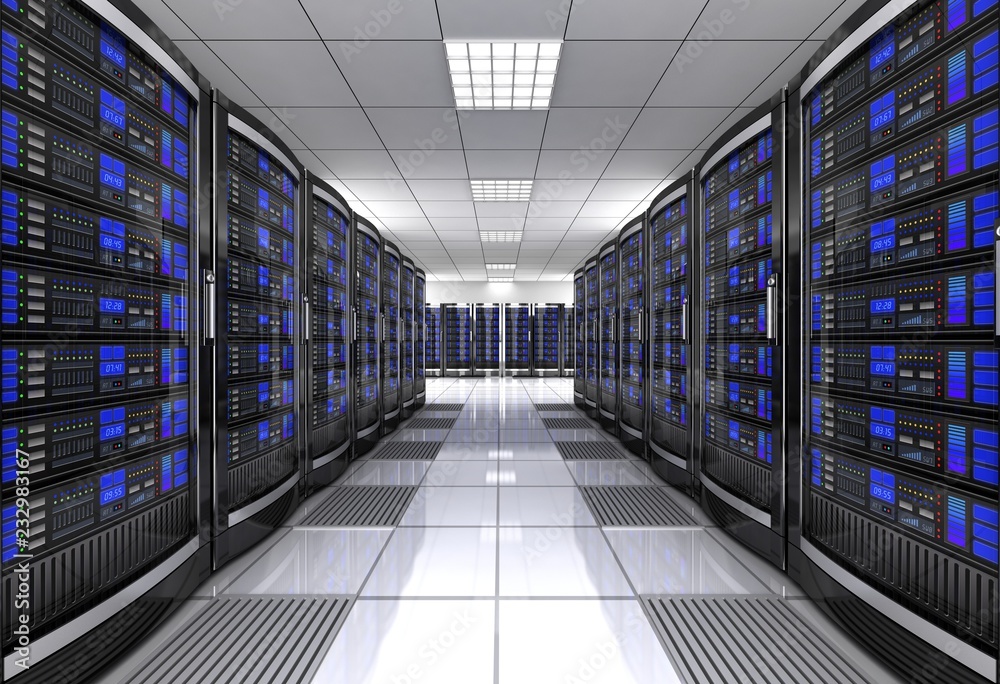 network workstation server room 3d illustration Stock Illustration ...