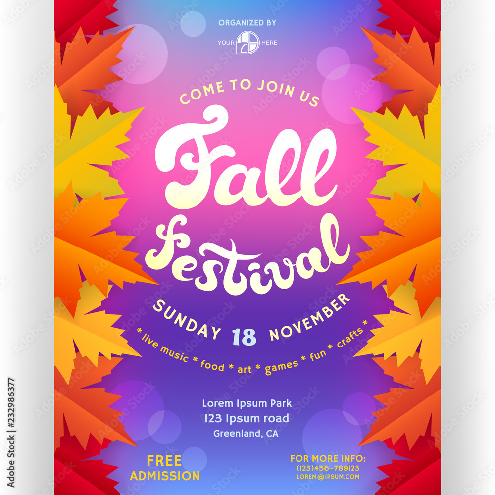 Fall festival poster design template. Stock Vector | Adobe Stock