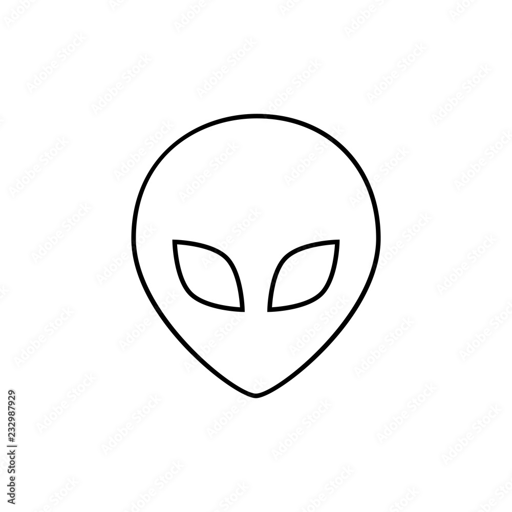 Extraterrestrial alien face outline icon. linear style sign for mobile ...