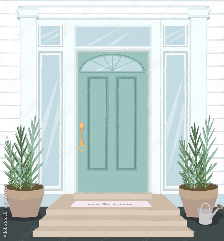 Front Door House Exterior Entrance. Web banner template background ...