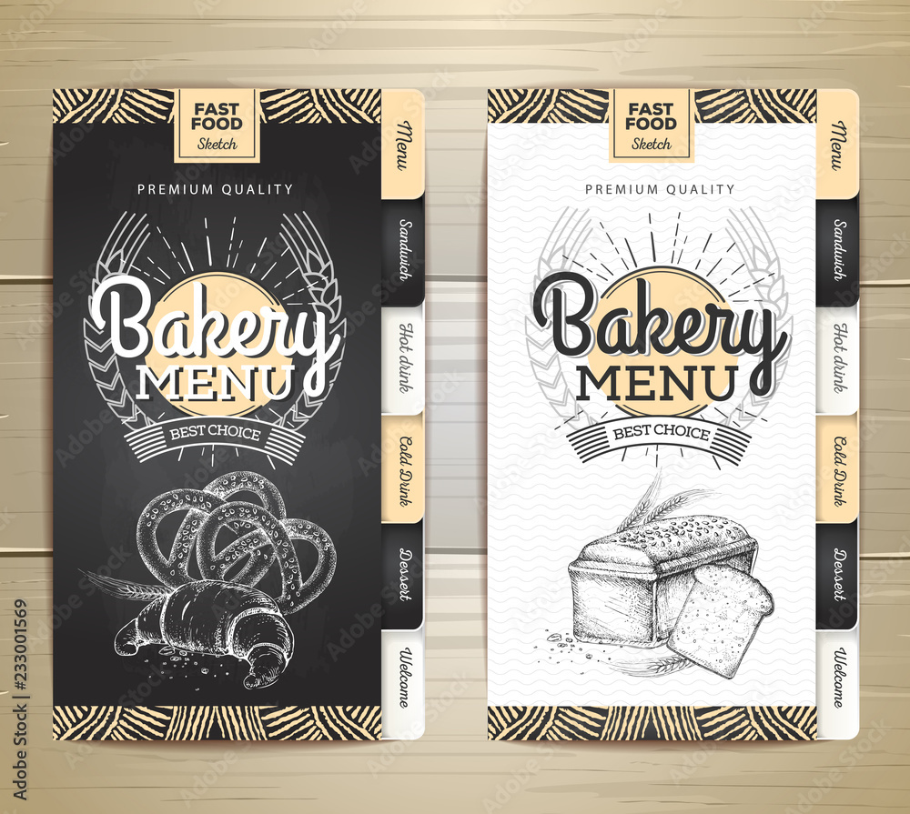 Vintage chalk drawing bakery menu design. Restaurant menu Stock Vector ...