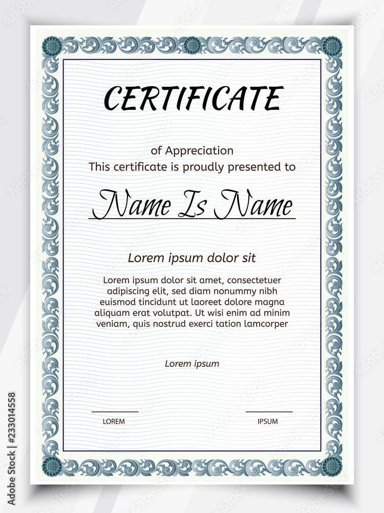 Certificate Potrait and Landscape. Template diploma border. Award ...