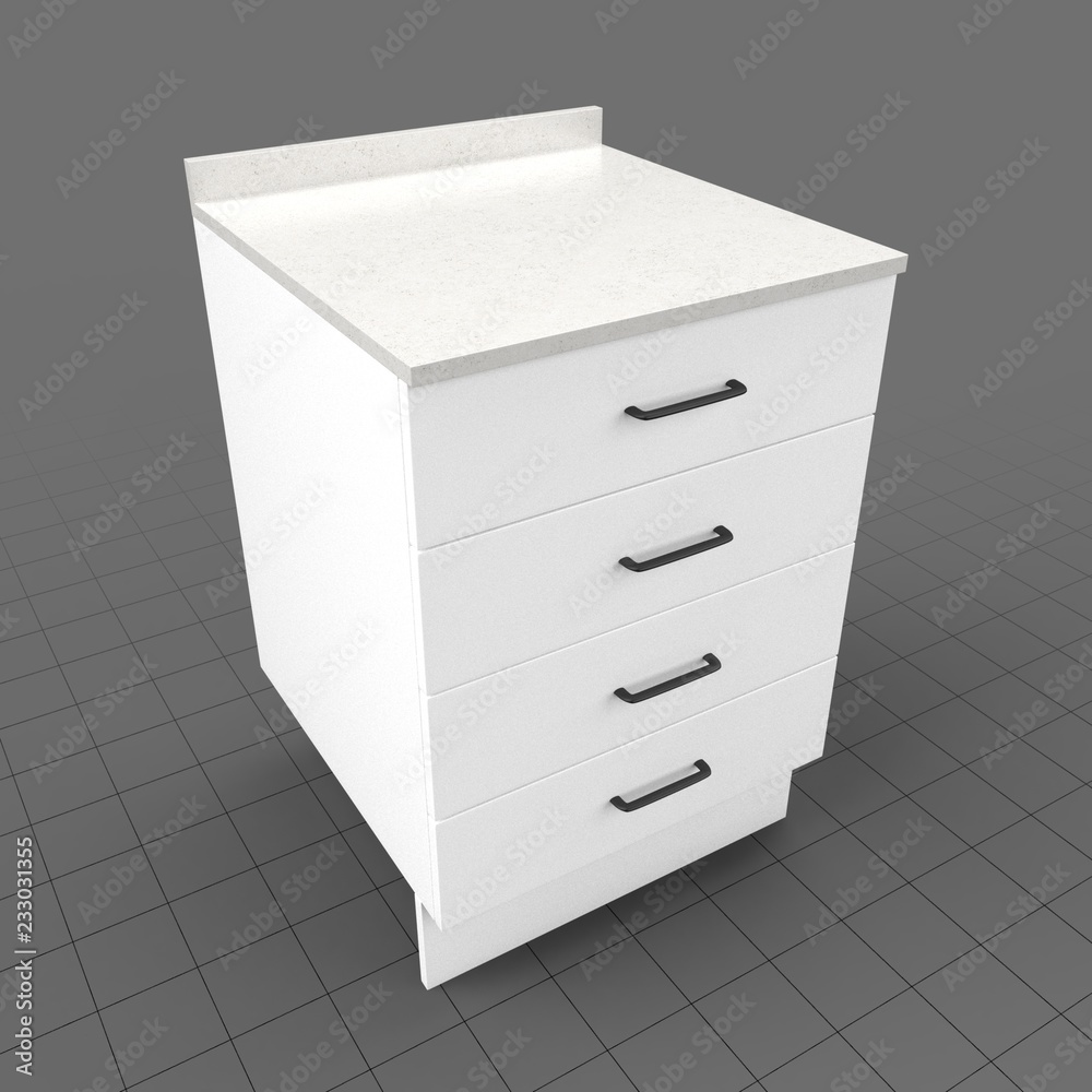 Kitchen base cabinet four drawers Stock 3D asset | Adobe Stock