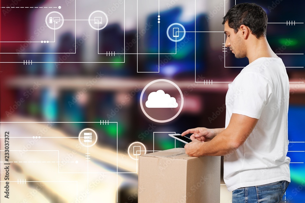 Rfid cargo communication delivery information iot mesh Stock Photo ...