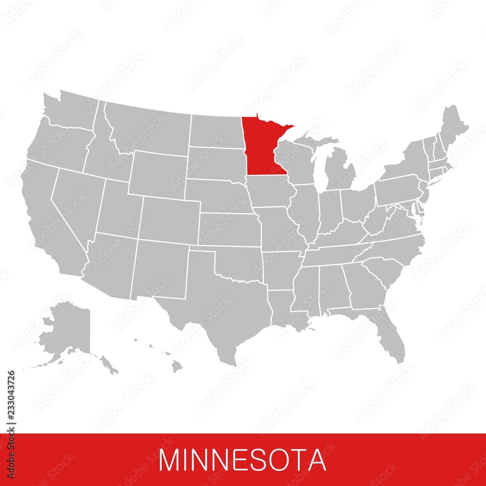 United States of America with the State of Minnesota selected. Map of ...