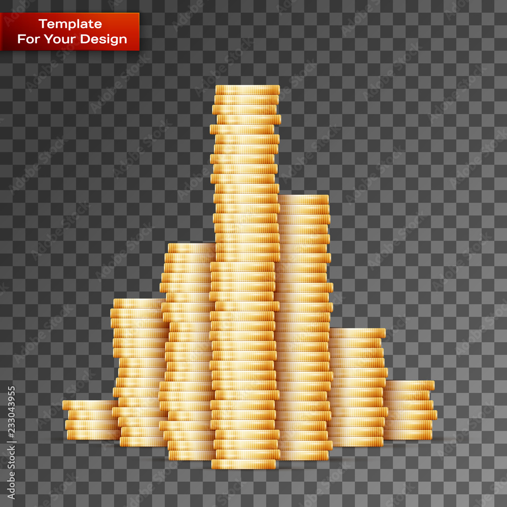 Gold coin stack On transparent Background Stock Vector | Adobe Stock