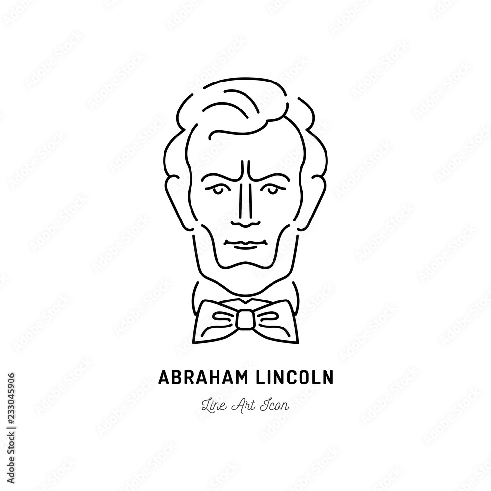 Abraham Lincoln Icon, USA President Icon. Line art design, Vector flat ... Abraham Lincoln Icon, USA President Icon. Line art design, Vector flat ...