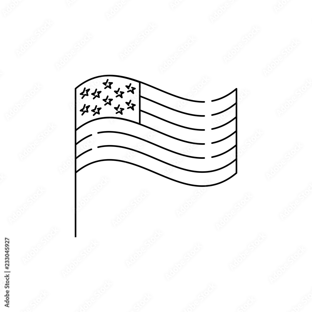 American flag line icon, USA flag. United States flag icon. Line art ...