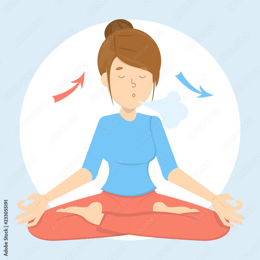 Breath exercise for good relaxation. Breathe in and out Stock Vector ...