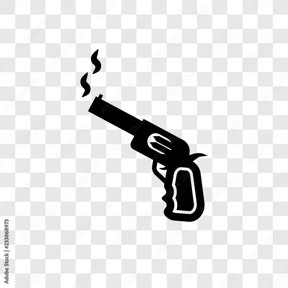 Pistol vector icon isolated on transparent background, Pistol ...