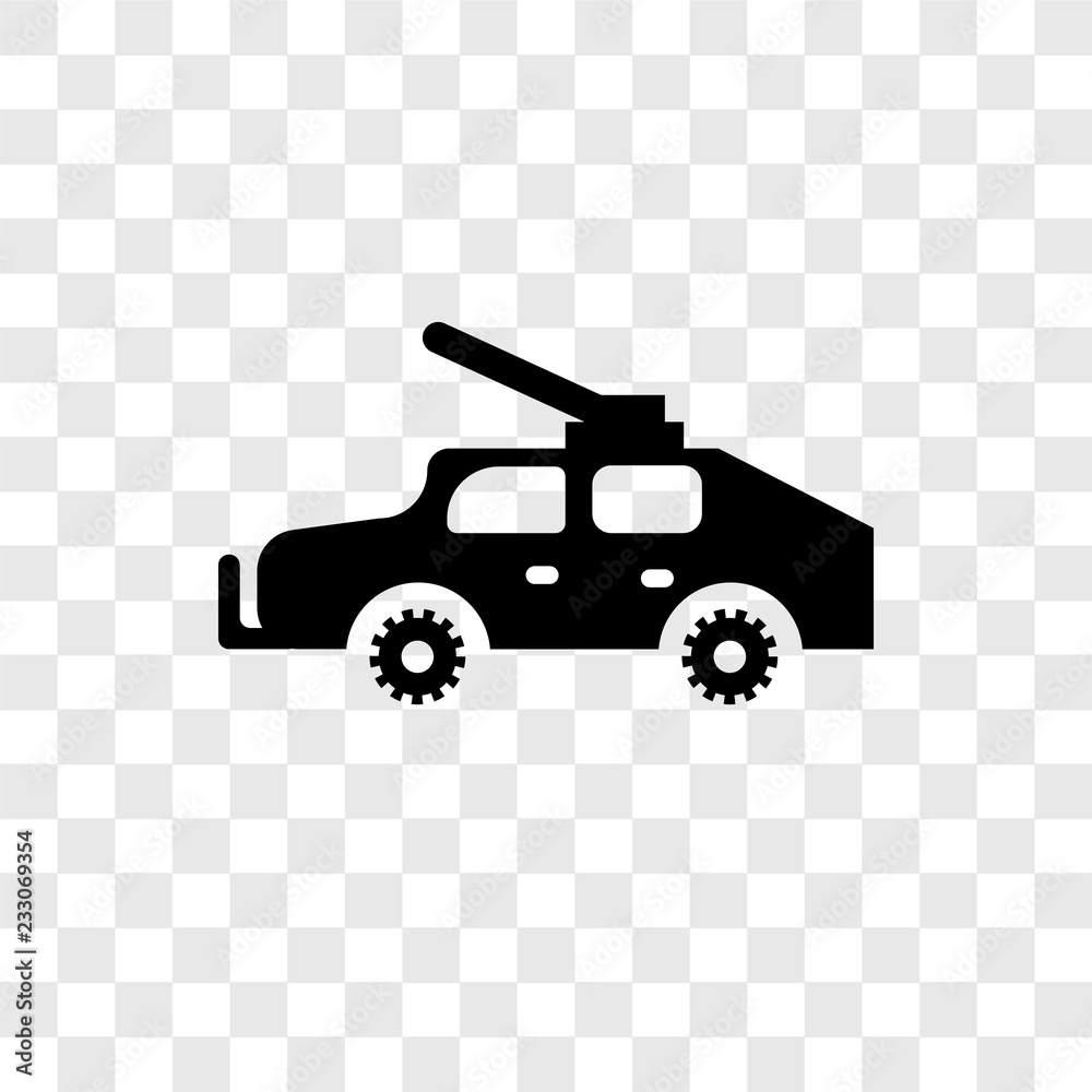 Military vehicle vector icon isolated on transparent background ...