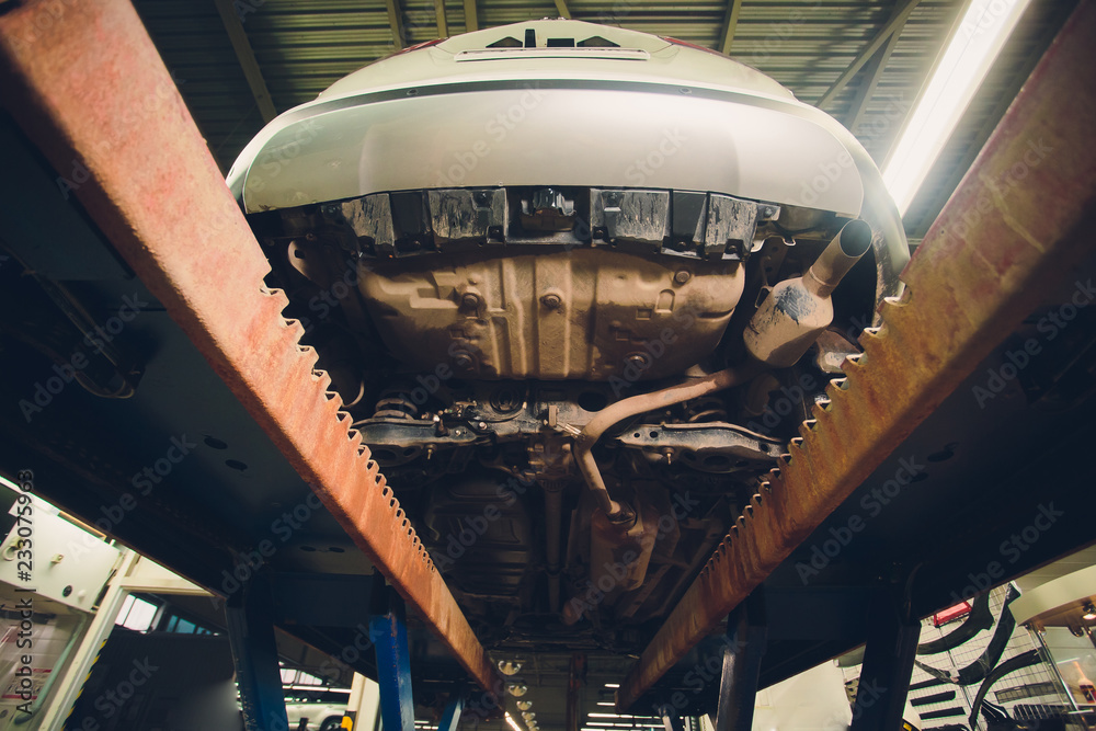 The bottom of the jeep, car bottom, off-road vehicle, car repair, a ...