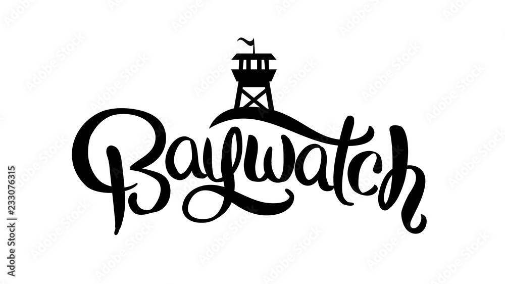 Baywatch logo design. Lettering poster. Vector illustration. Stock ...