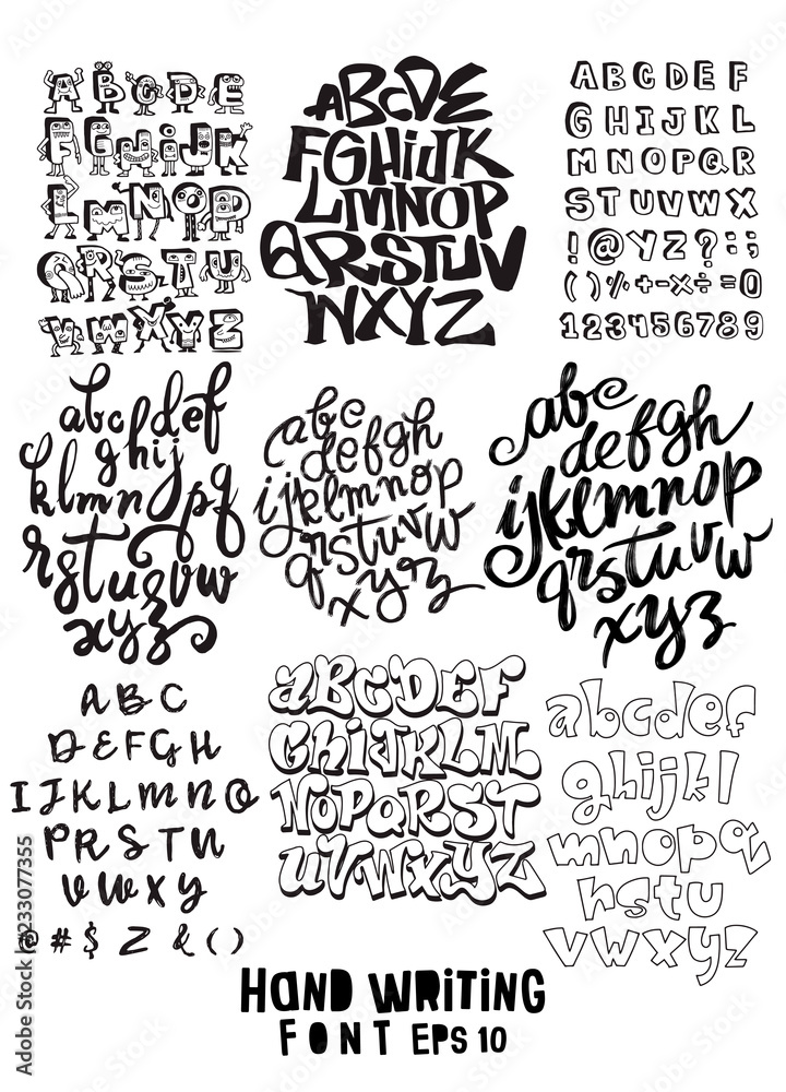 big set of hand written lettering about design poster, greeting card ...