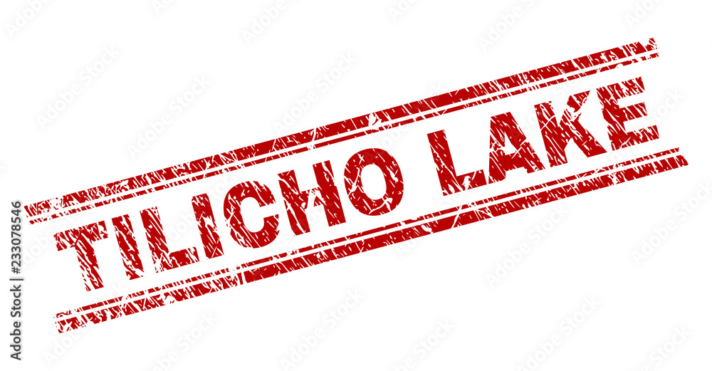 TILICHO LAKE seal print with corroded texture. Red vector rubber print ...