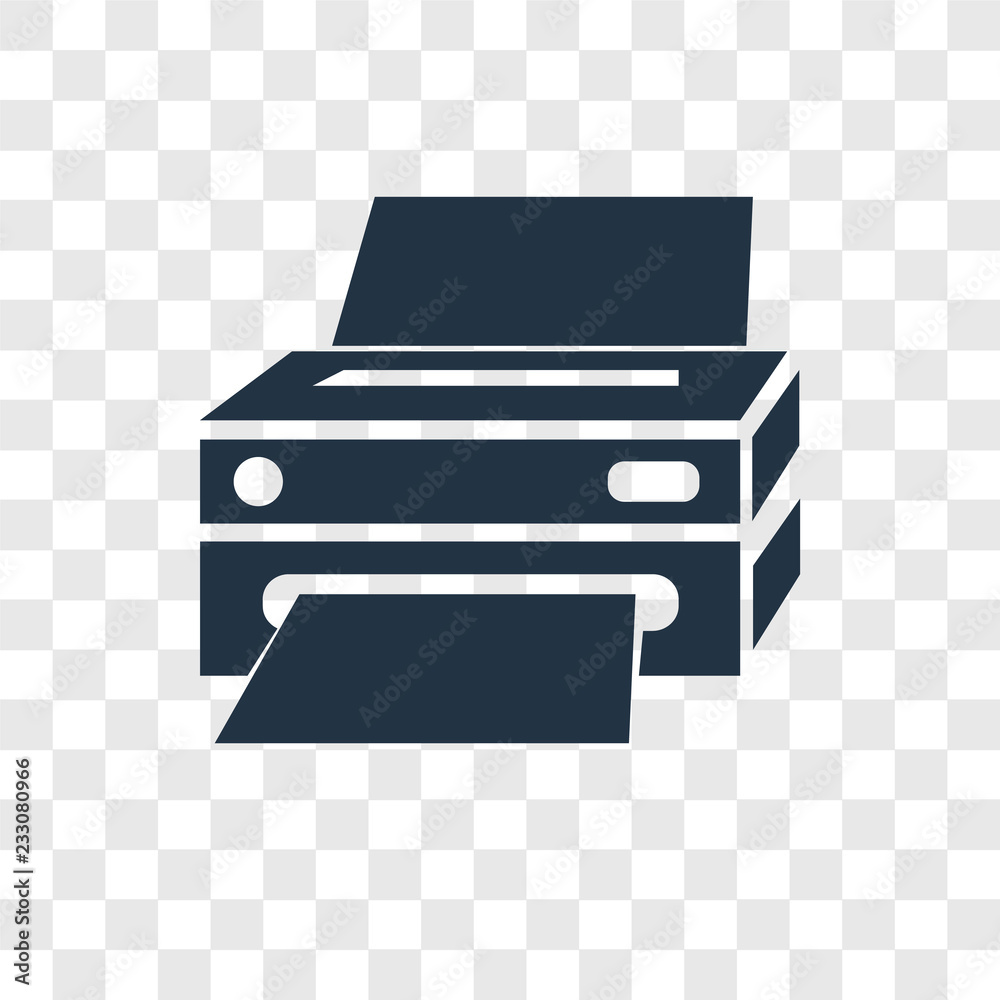 Printer vector icon isolated on transparent background, Printer ...