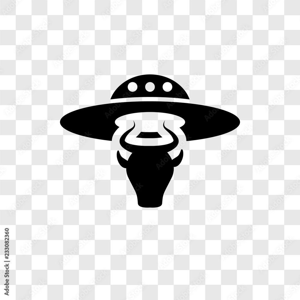 UFO and Cow vector icon isolated on transparent background, UFO and Cow ...