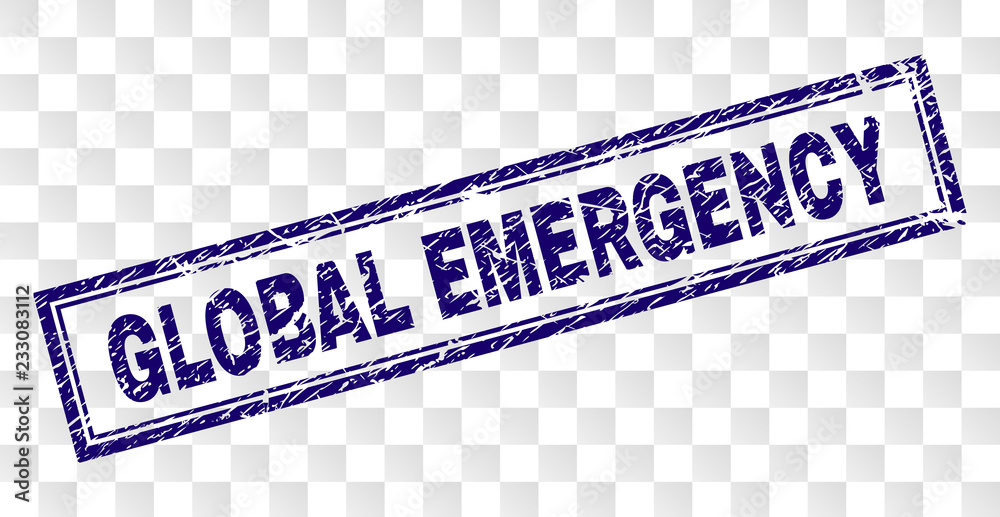 GLOBAL EMERGENCY stamp seal imprint with rubber print style and double ...