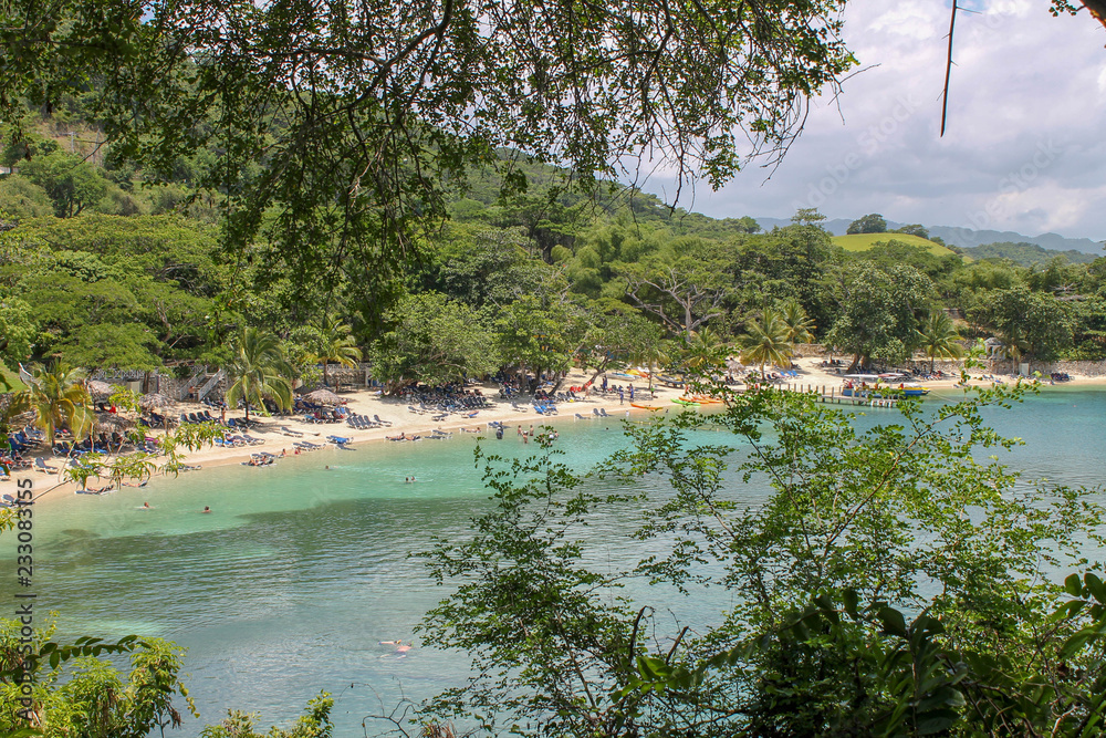 Beautiful beach taken in Jamaica showing the beach sea and blue sky ...