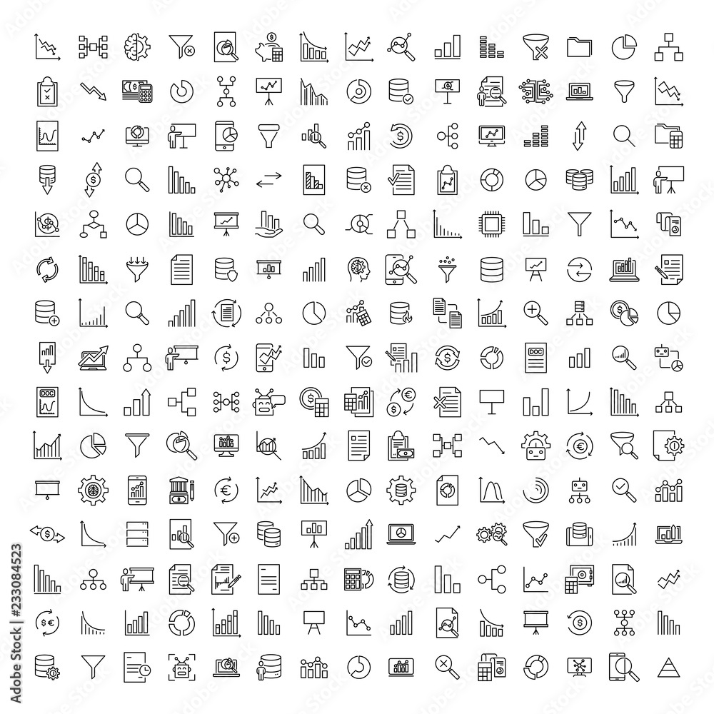 Set of premium analysis icons in line style. Stock Vector | Adobe Stock