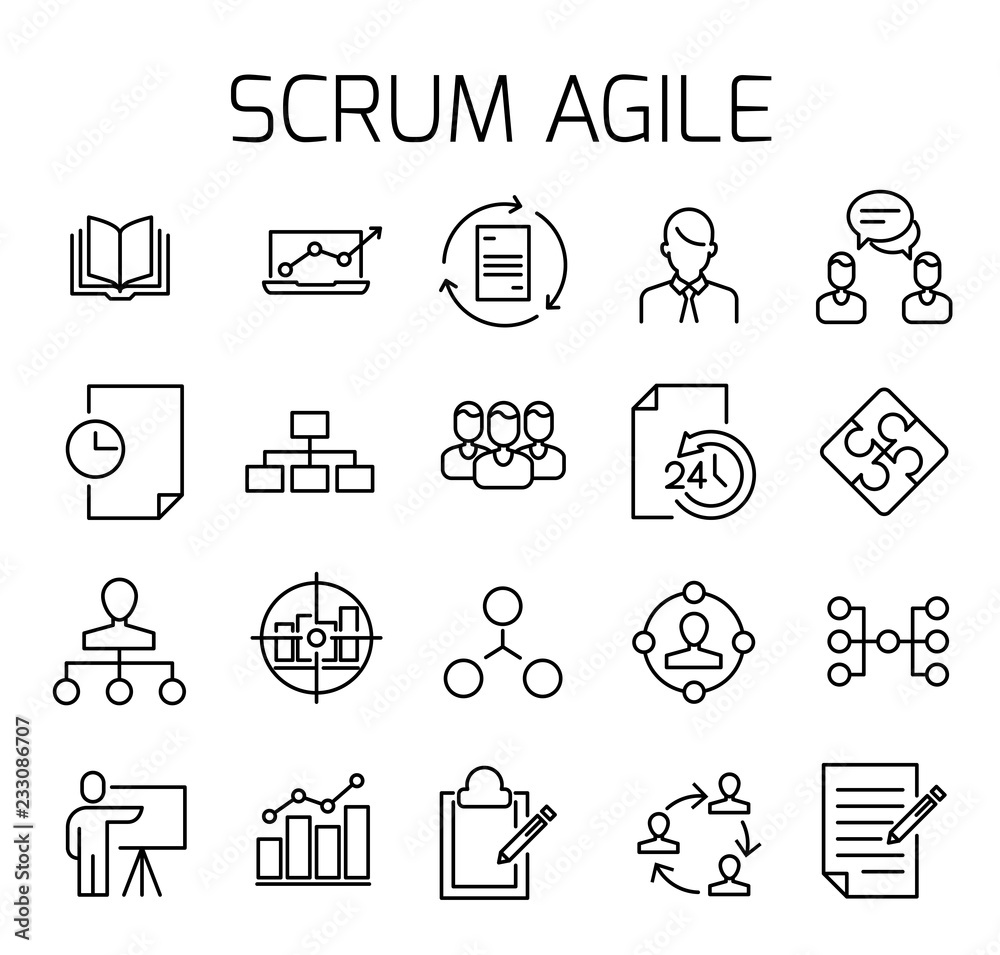 Scrum Agile Related Vector Icon Set Stock Vector Adobe Stock