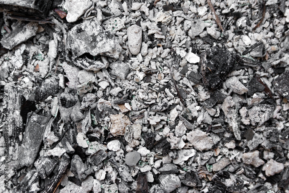Gray ash from the oven background texture, cinder, grey ashes from the ...