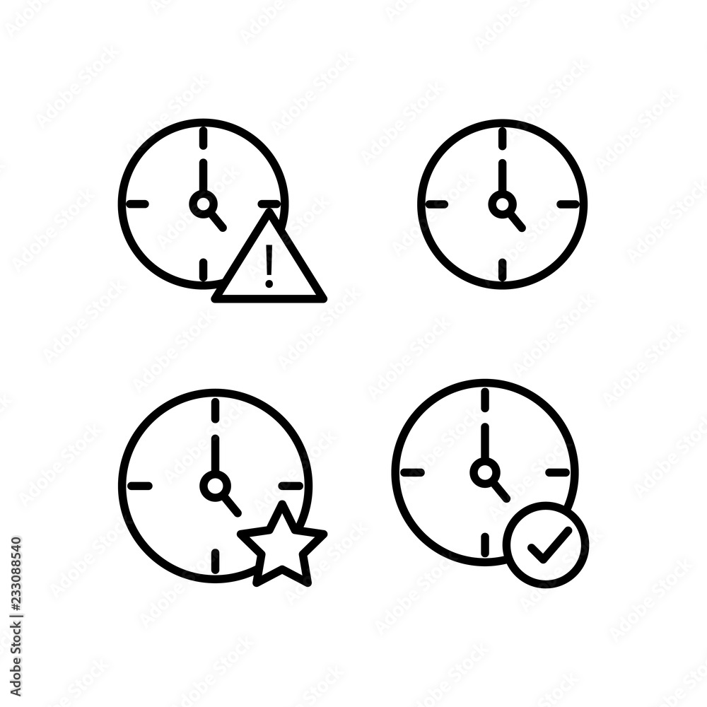 time, exclamation, star, check sign icons. Element of outline button ...
