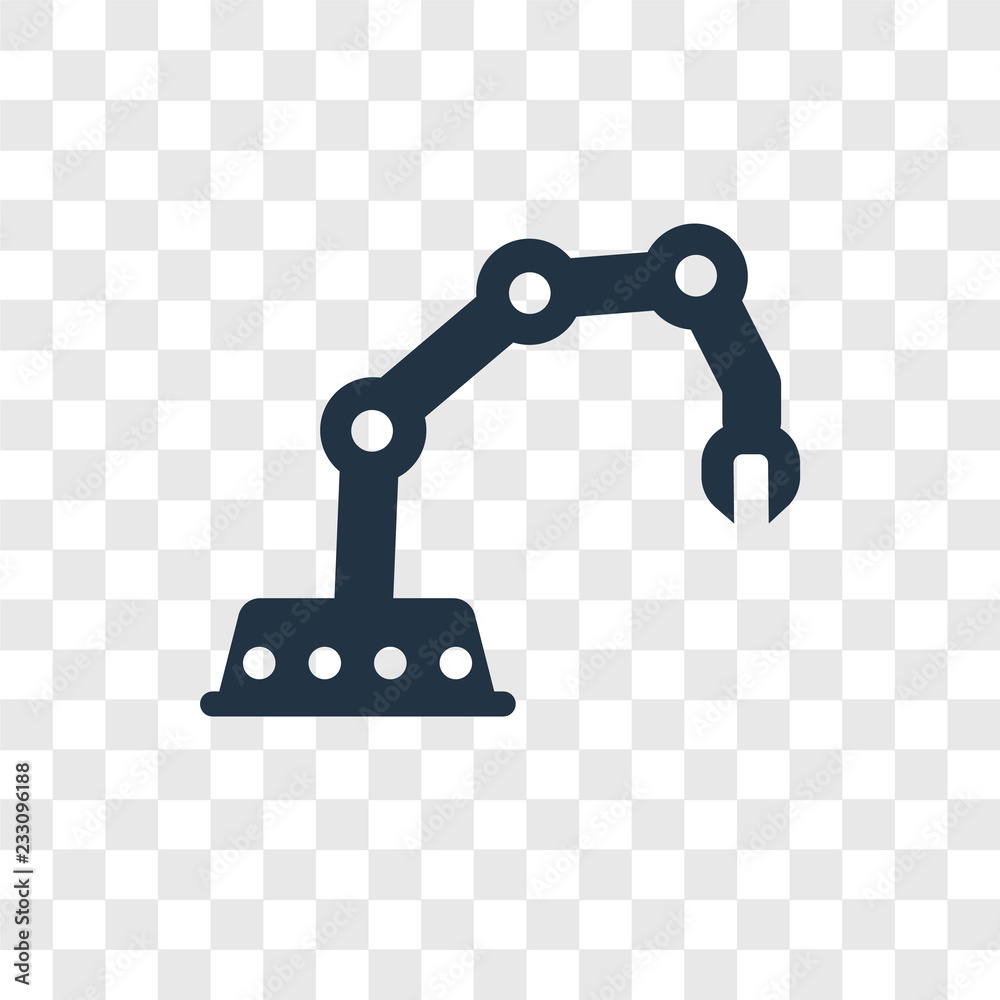 Mechanical arm vector icon isolated on transparent background ...
