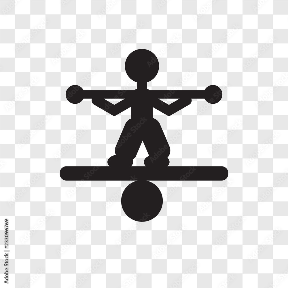 Tightrope walker man vector icon isolated on transparent background ...