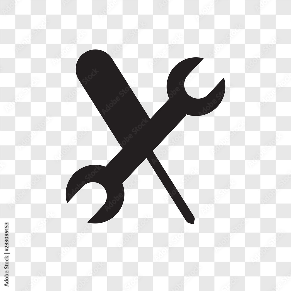 Tools vector icon isolated on transparent background, Tools transparency logo design Stock ...