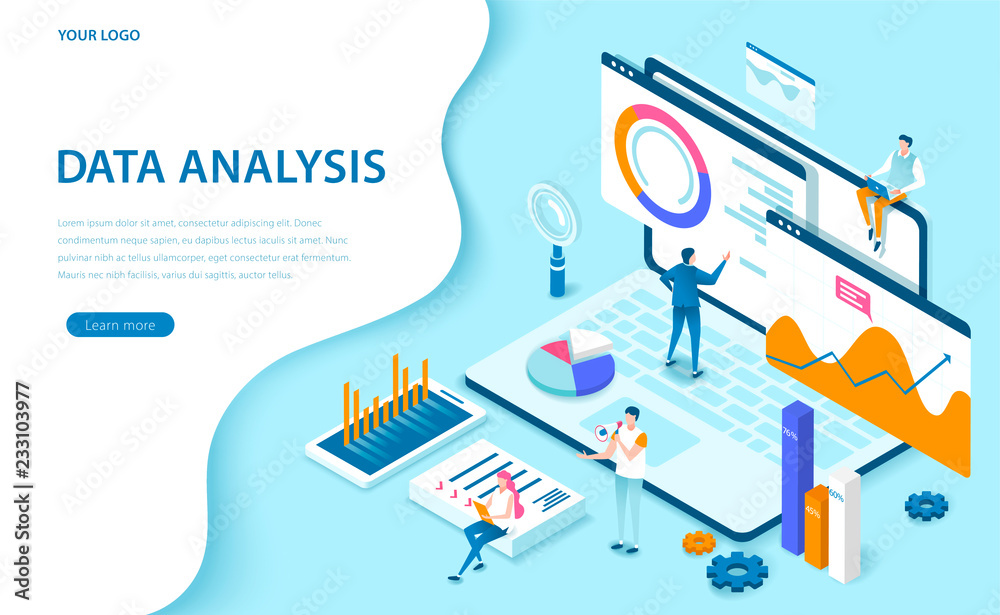 3d isometric Data analysis Stock Vector | Adobe Stock