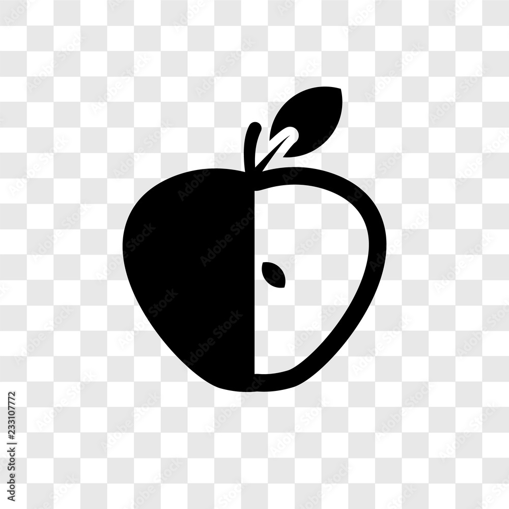 Half Apple vector icon isolated on transparent background, Half Apple ...