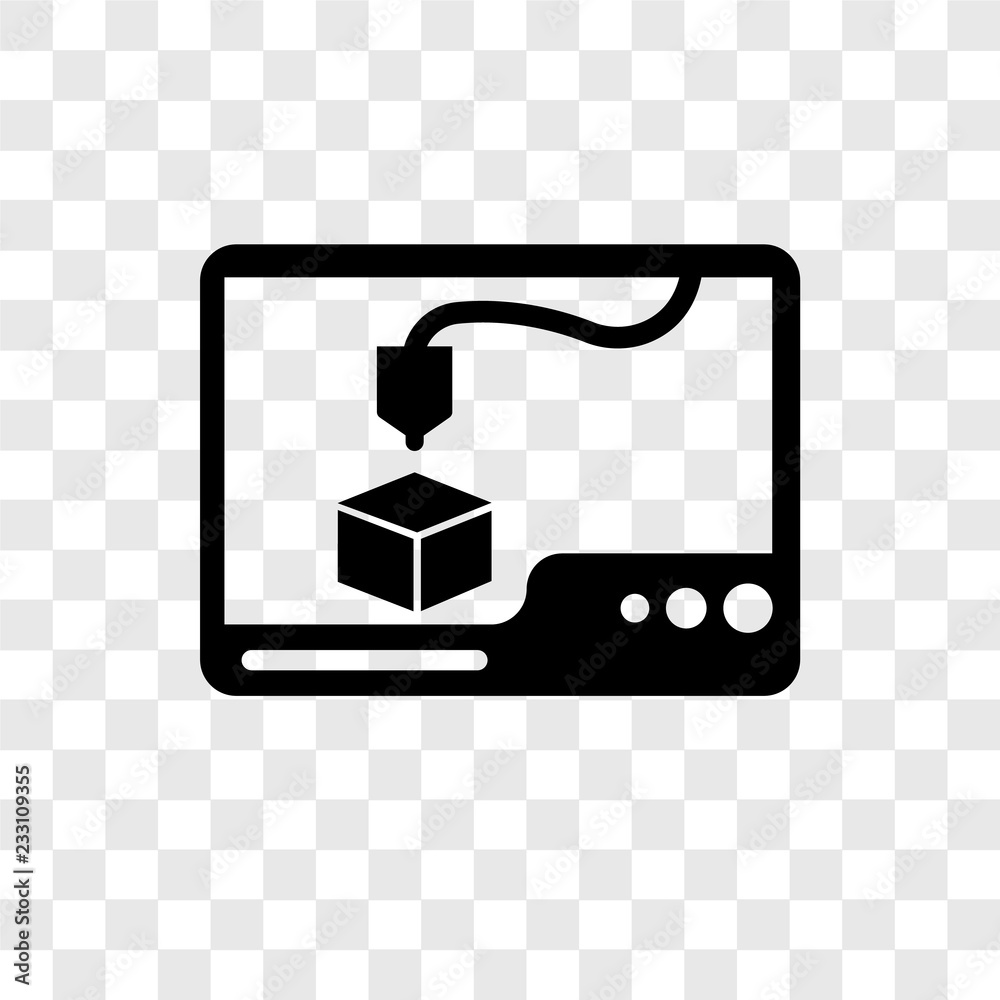 3d printer vector icon isolated on transparent background, 3d printer ...
