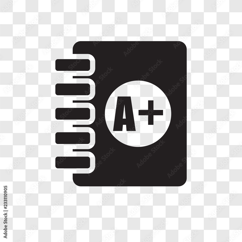 Clipboard with A+ vector icon isolated on transparent background ...