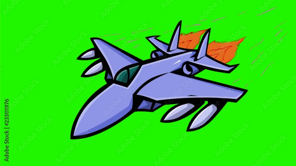 2d Animation motion graphics showing a retro style American fighter jet ...