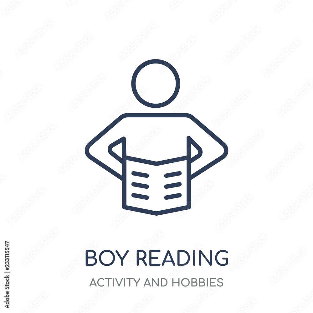 Boy Reading icon. Boy Reading linear symbol design from Activity and ...