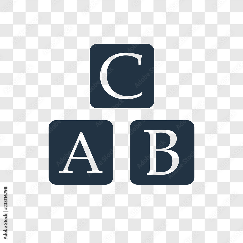 Abc vector icon isolated on transparent background, Abc transparency ...