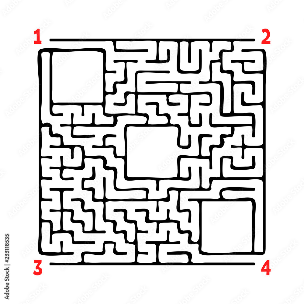 Abstract square maze. Game for kids. Puzzle for children. Four ...