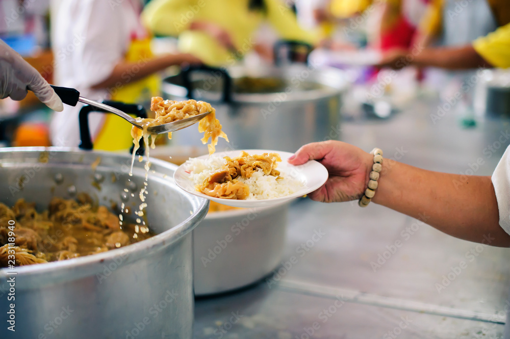 Poverty in society Poor people have been donating food from the ...