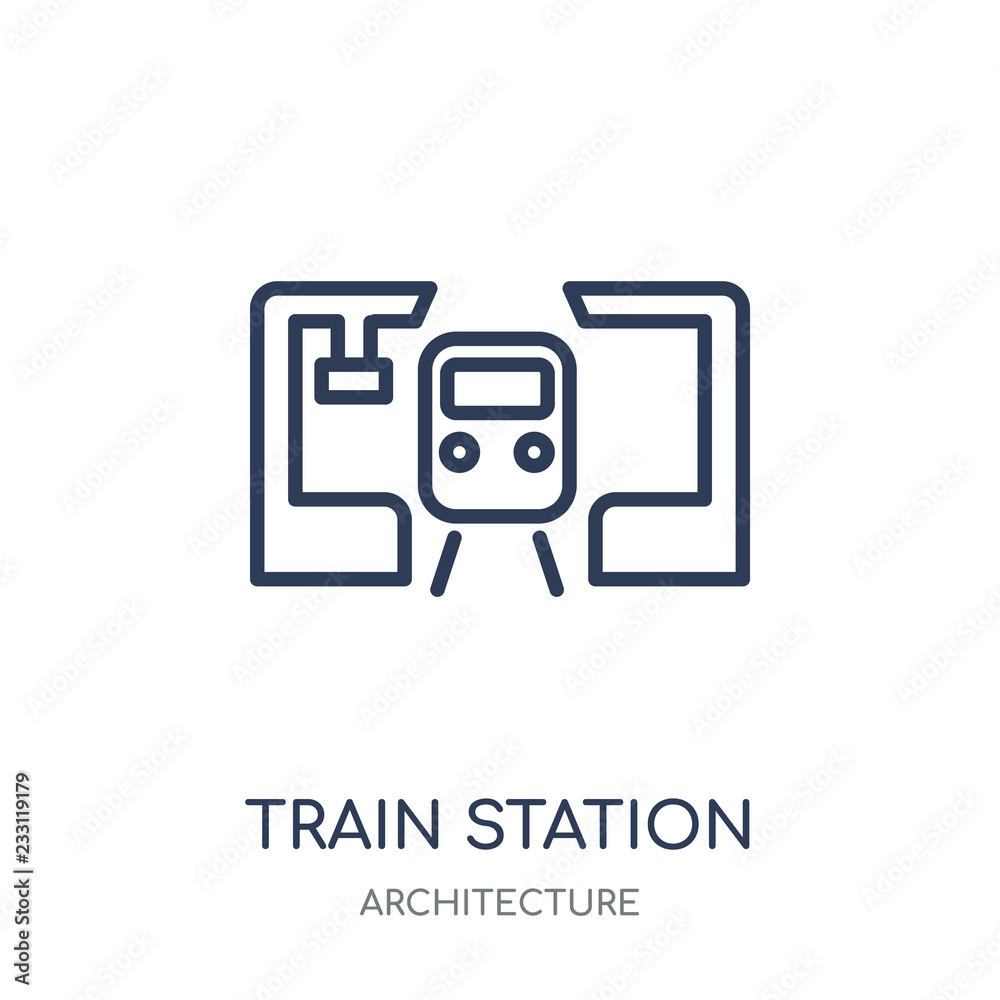 Train station icon. Train station linear symbol design from ...