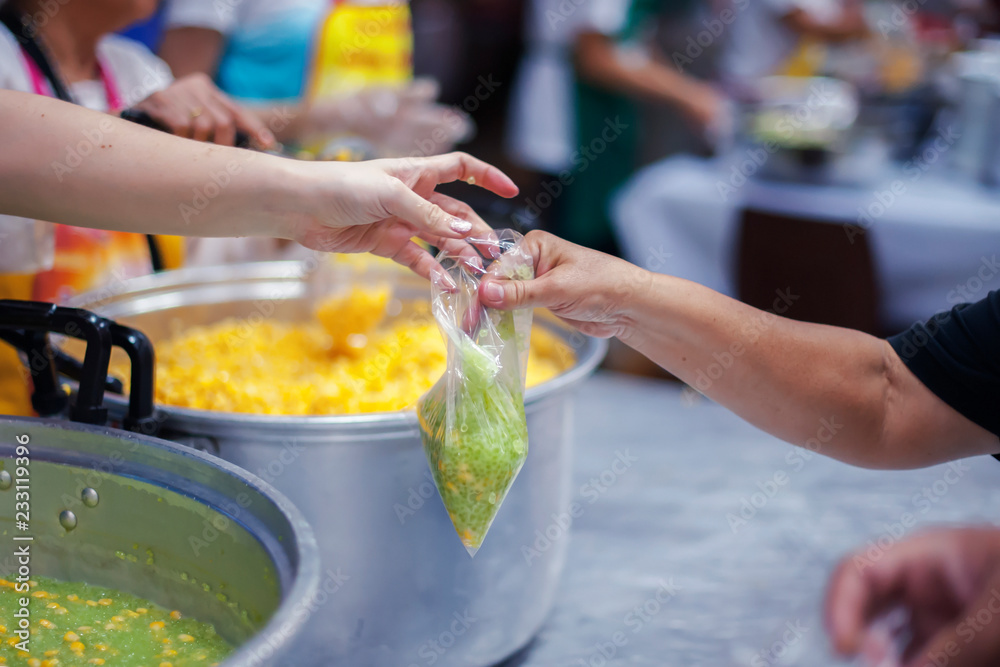 Concept of food sharing for the poor to alleviate hunger Stock Photo ...